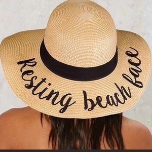 Boutique | Accessories | Resting Beach Face Wide Brim Floppy Sun Hat ...